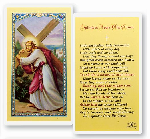 Splinters From The Cross Laminated Holy Card – Tally's